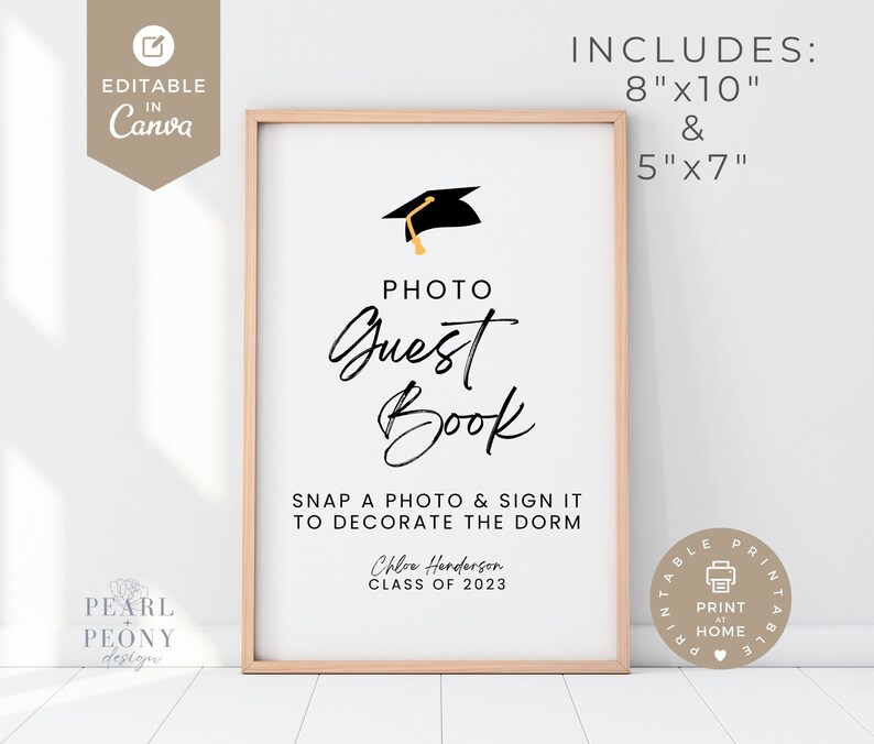 Graduation Photo Guest Book Sign Template Photo Guestbook - Etsy