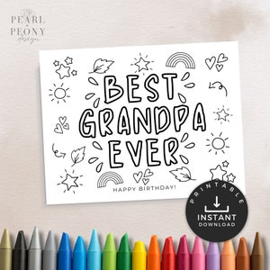 PRINTABLE Best Grandpa Ever Coloring Page, Father's Day Card From Child ...