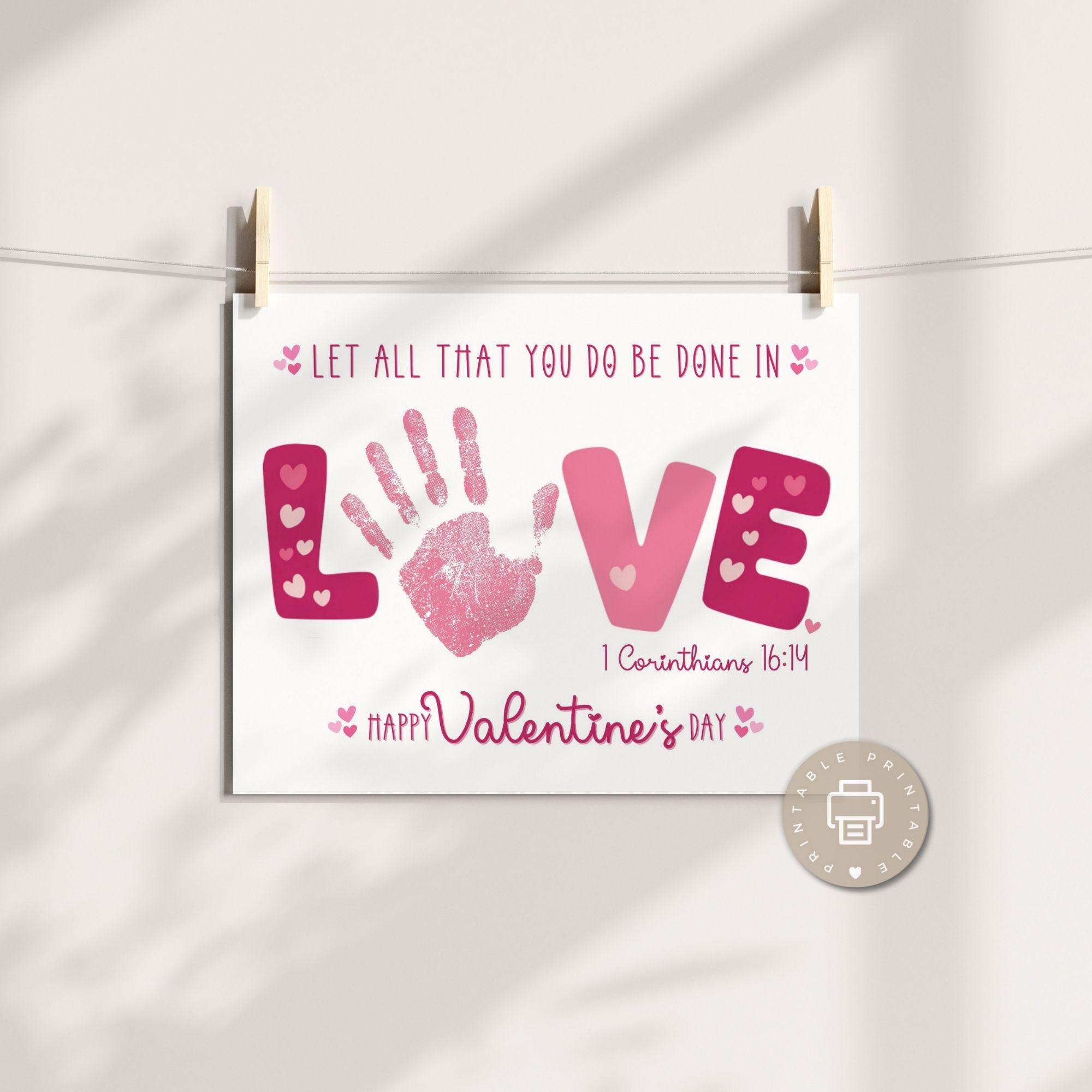 PRINTABLE Christian Valentines Day Handprint Art Craft Project, Toddler ...