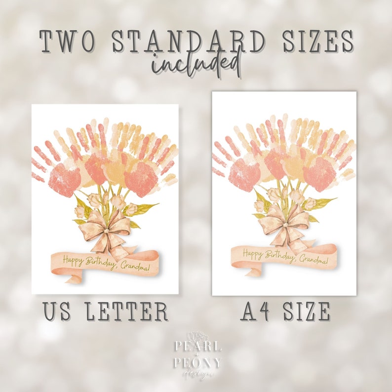 PRINTABLE Flower Handprint Art Craft, Happy Birthday Grandma Handprint ...