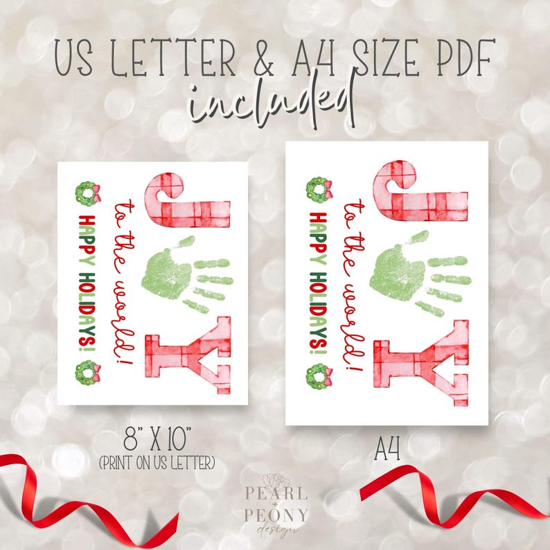 PRINTABLE Happy Holidays Handprint Art Craft for Kids, Joy Keepsake Art ...