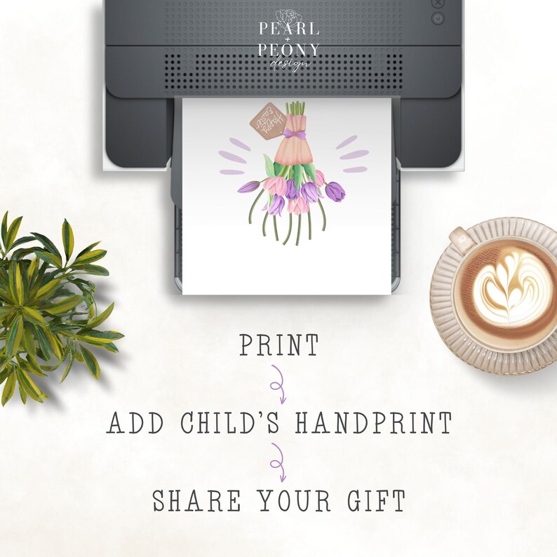 PRINTABLE Easter Handprint Art Craft, Flower Handprint Bouquet, Gift ...