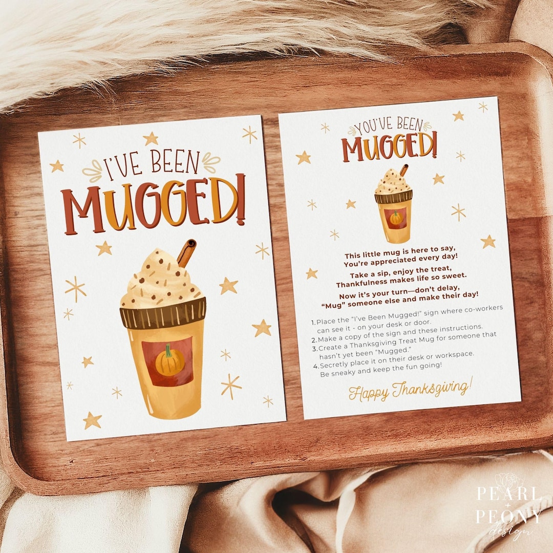 PRINTABLE Thanksgiving You've Been Mugged Gift Exchange Game for Co ...