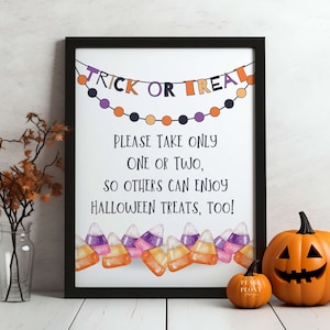 PRINTABLE Halloween Candy Bowl Sign, Please Take One Sign, Trick or ...