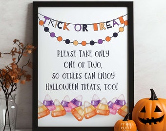 Printable Halloween Candy Bowl Sign, Please Take One Sign, Trick or ...