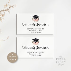 EDITABLE Graduation Name Card Insert Template, Grad Announcement Insert ...
