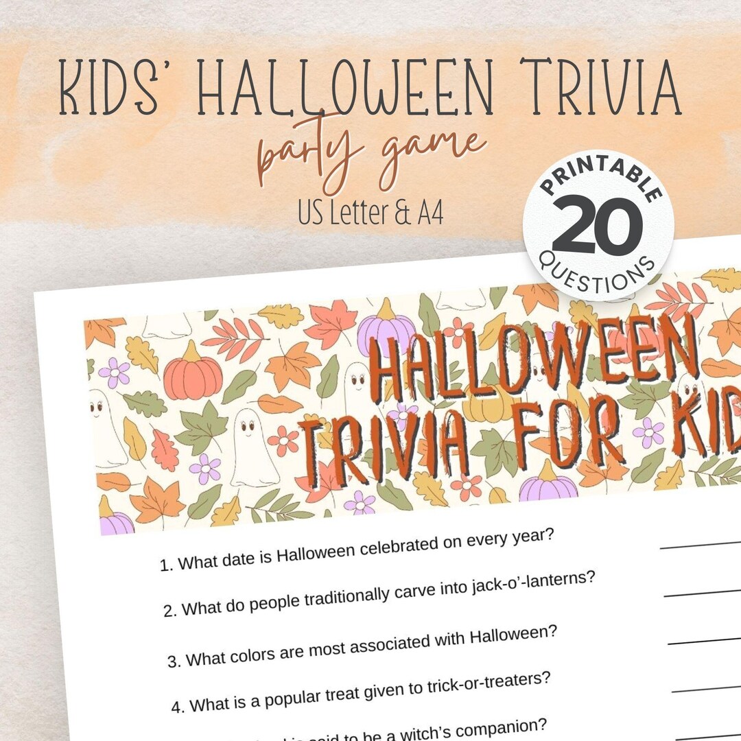PRINTABLE Halloween Trivia Game for Kids, Fun Classroom Holiday Party ...