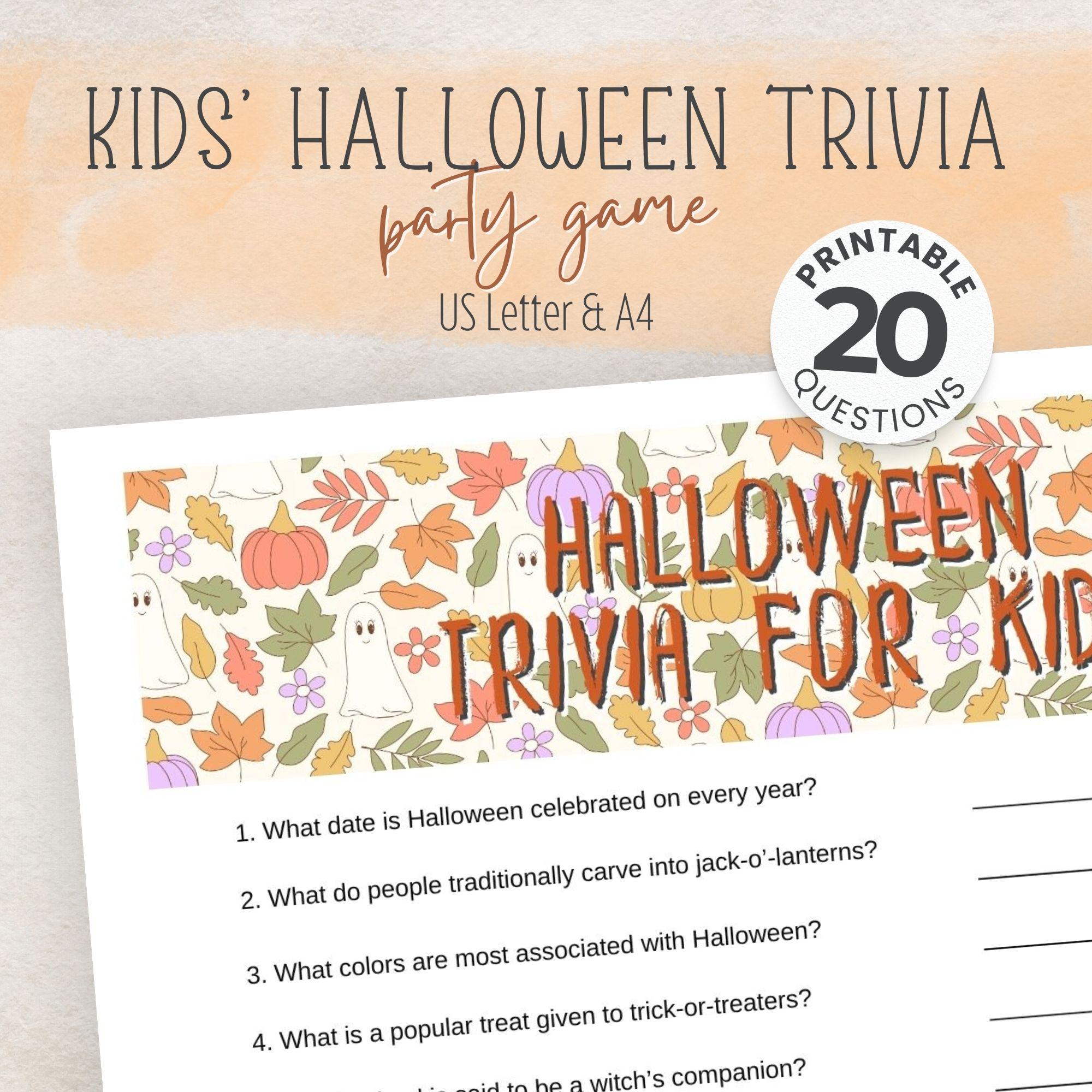 PRINTABLE Halloween Trivia Game for Kids, Fun Classroom Holiday Party ...