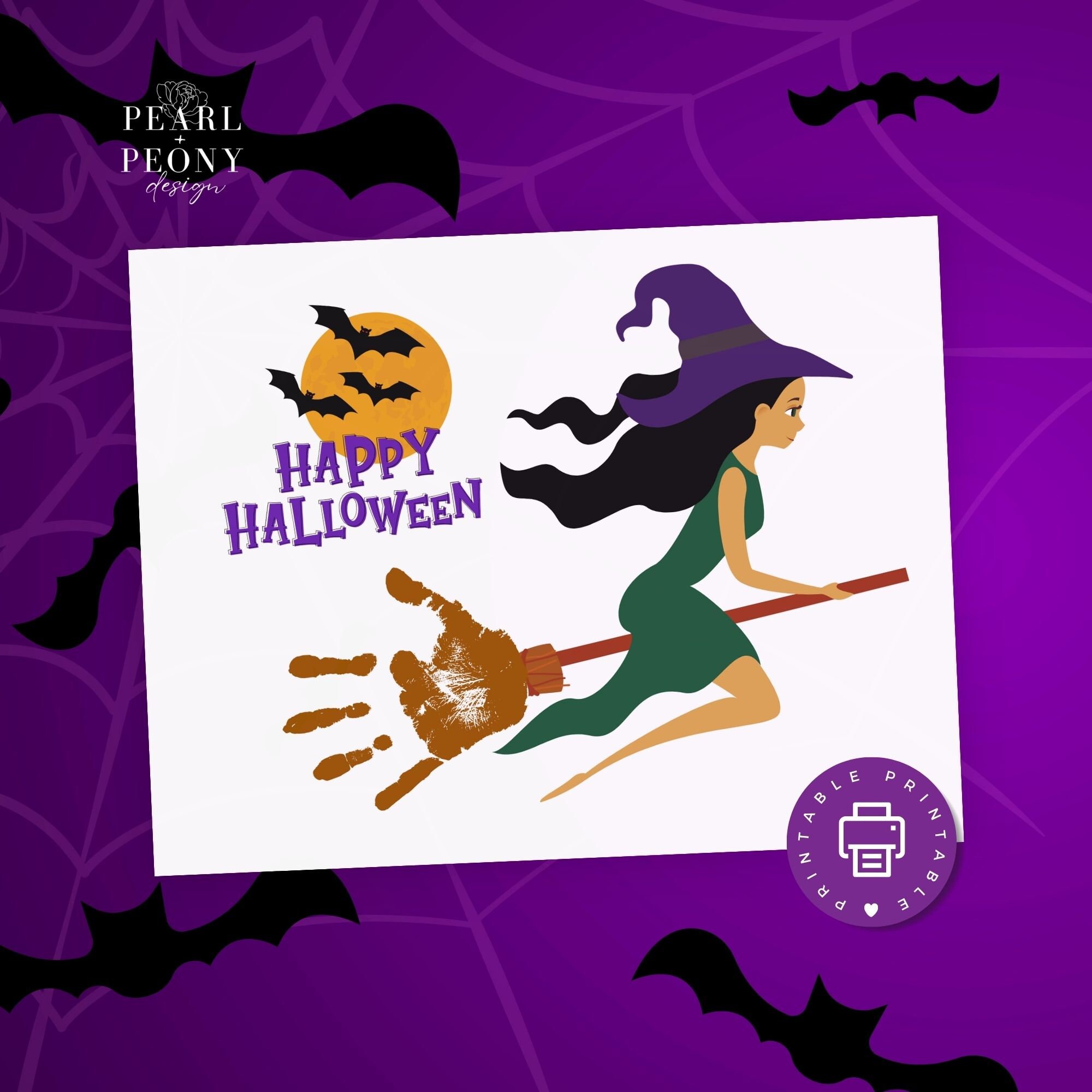 PRINTABLE Halloween Handprint Art Witch Happy Halloween - Etsy