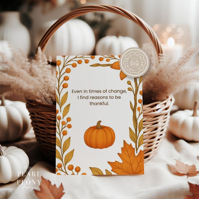 PRINTABLE Thanksgiving Gratitude Affirmation Cards, Fall Mindfulness ...