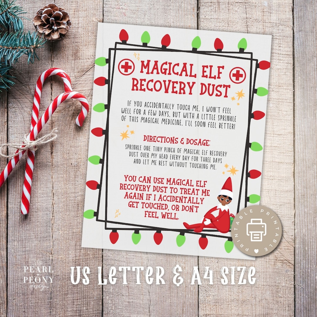 PRINTABLE Black Christmas Elf Recovery Letter, Magic Elf Recovery Dust ...