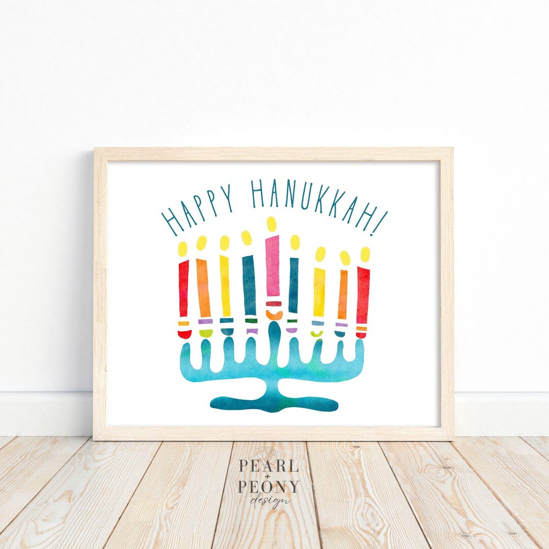 PRINTABLE Hanukkah Handprint Art Craft, DIY Menorah Fingerprint Card ...