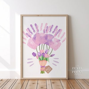 PRINTABLE Easter Handprint Art Craft, Flower Handprint Bouquet, Gift ...