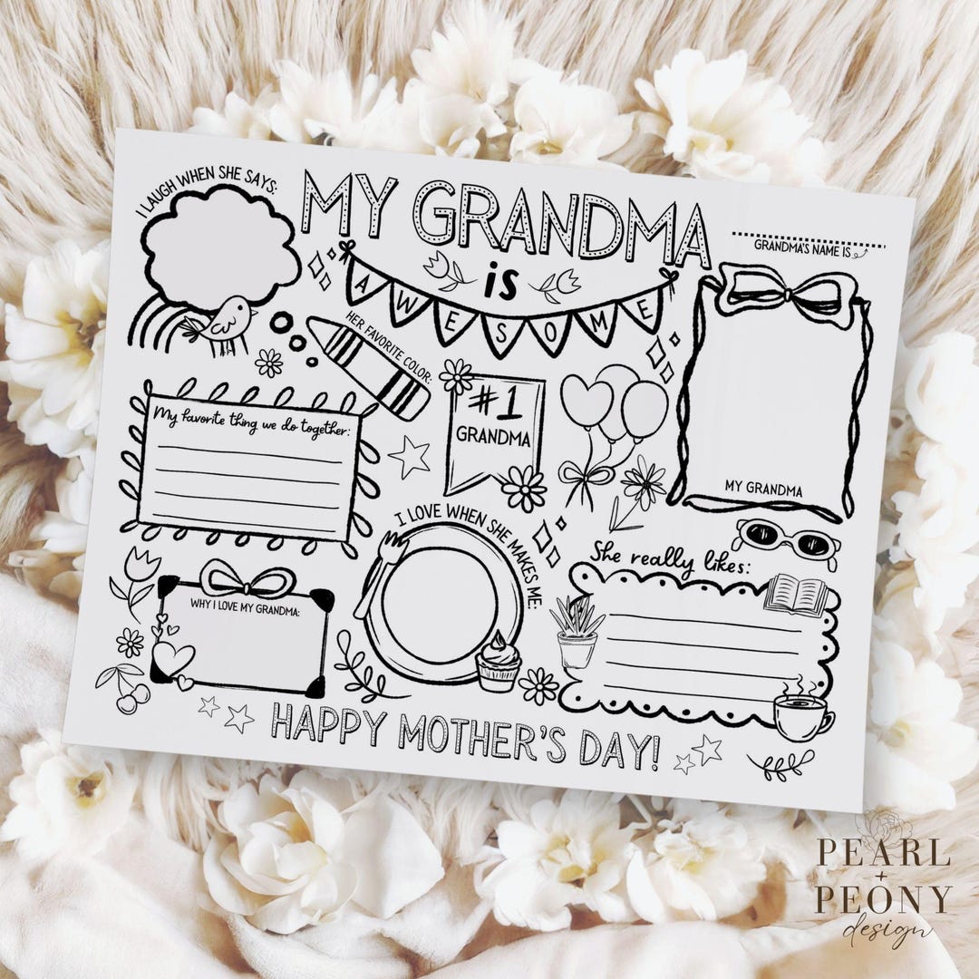 PRINTABLE Mothers Day All About Grandma Fill in Blanks Questionnaire ...
