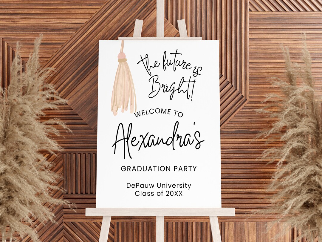 EDITABLE Graduation Party Welcome Sign Template | Peach Watercolor ...