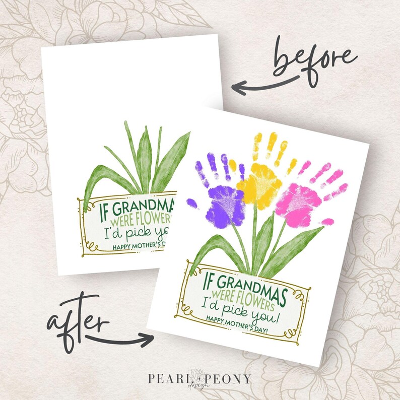 PRINTABLE Mothers Day Handprint Art Craft for Grandma, Tulip Flower ...