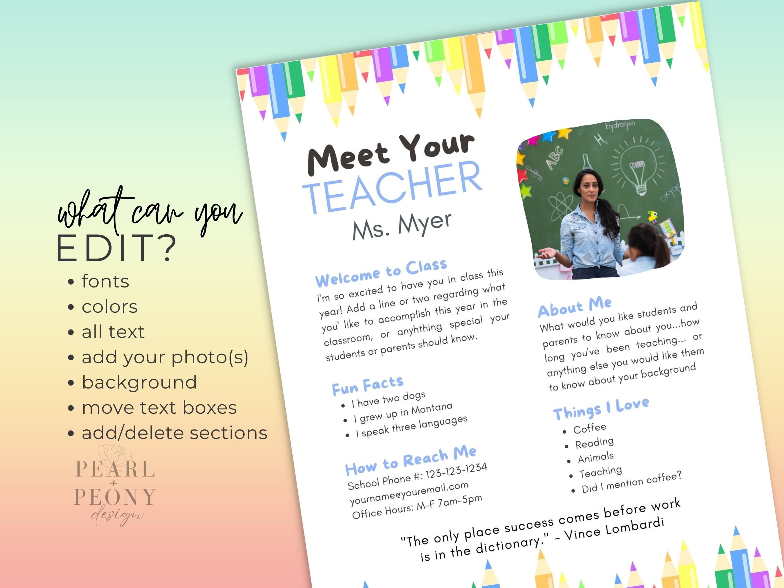 EDITABLE Meet the Teacher Template, Back to School Flyer, Teacher ...