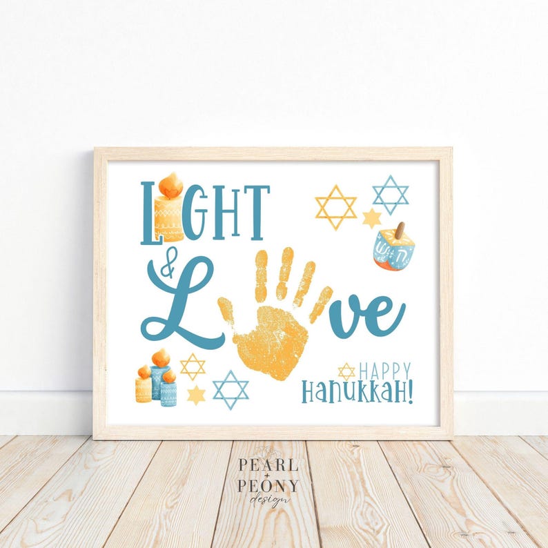 PRINTABLE Hanukkah Handprint Art Craft, DIY Light & Love Holiday Card ...