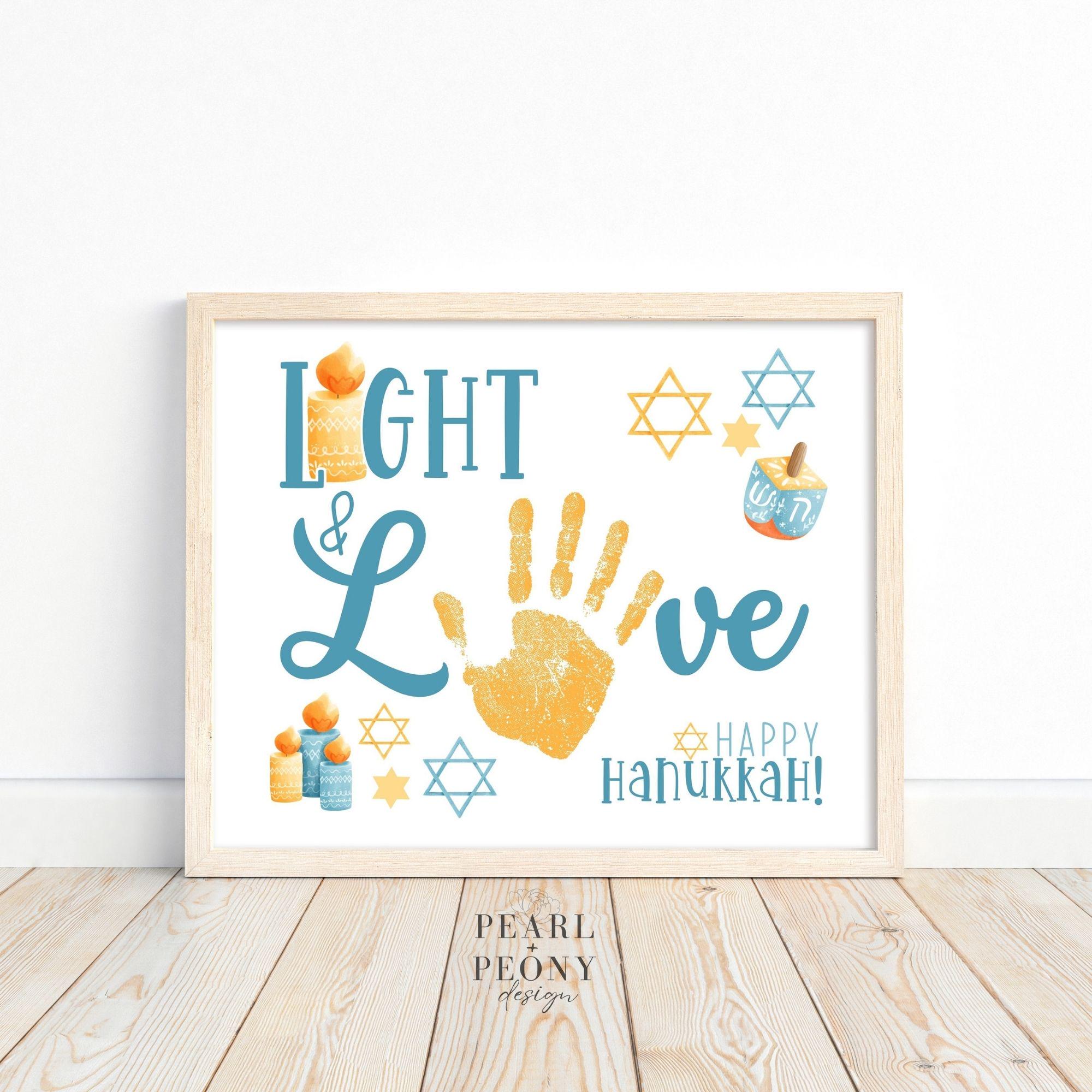 PRINTABLE Hanukkah Handprint Art Craft, DIY Light & Love Holiday Card ...
