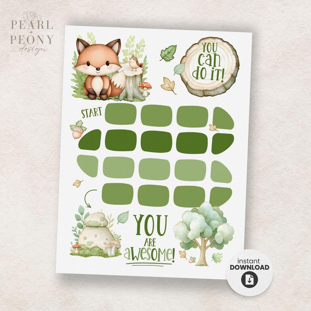 PRINTABLE Cute Fox Reward Chart, Kids Chore Chart, Routine Sticker ...