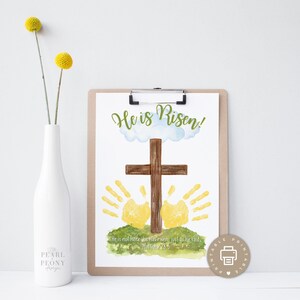 PRINTABLE Easter Handprint Art Craft for Kids, He is Risen Keepsake Art ...