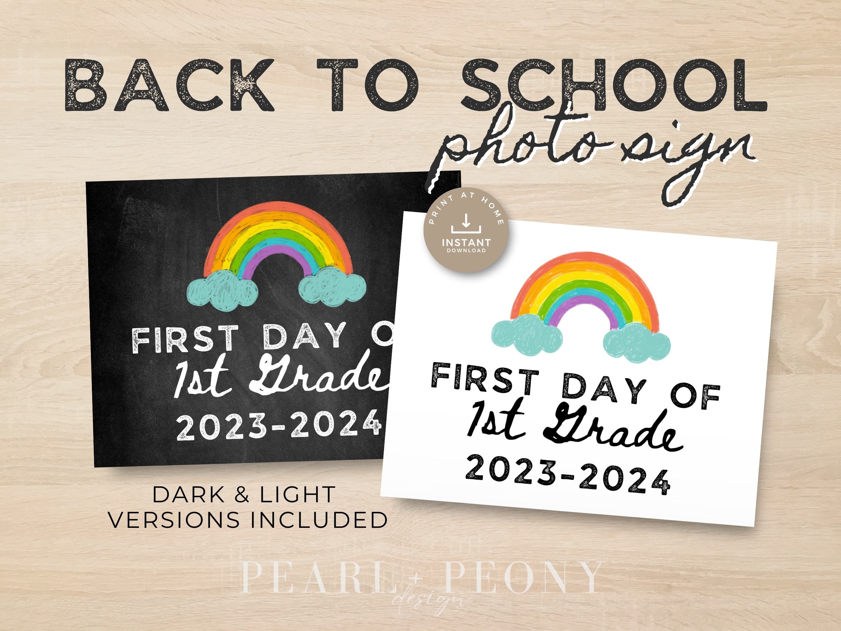 PRINTABLE Rainbow Chalkboard First Day of School Sign Back to - Etsy