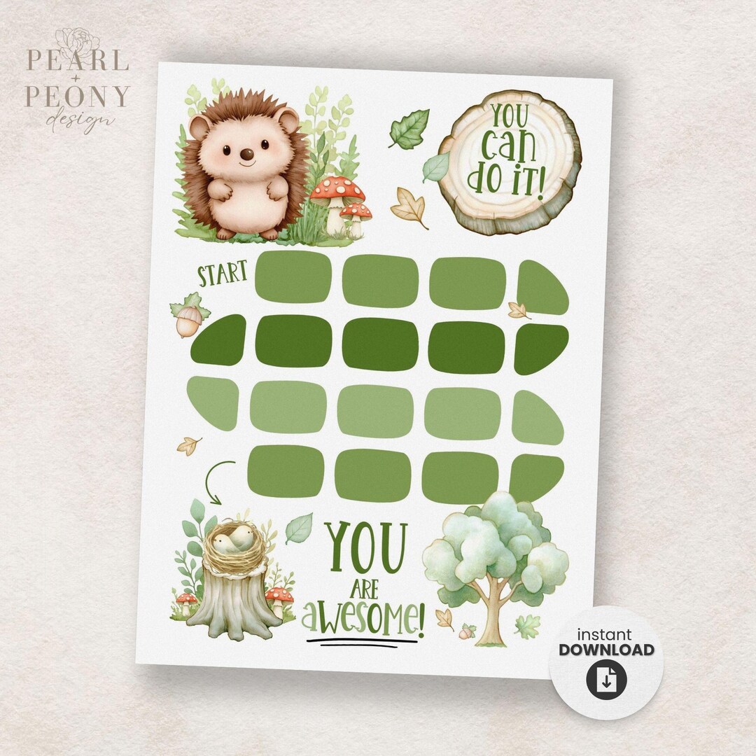 PRINTABLE Cute Hedgehog Reward Chart, Kids Chore Chart, Routine Sticker ...
