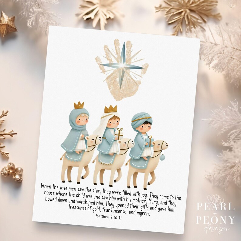 PRINTABLE Christian Christmas Handprint Art Craft, Nativity Bible Verse ...