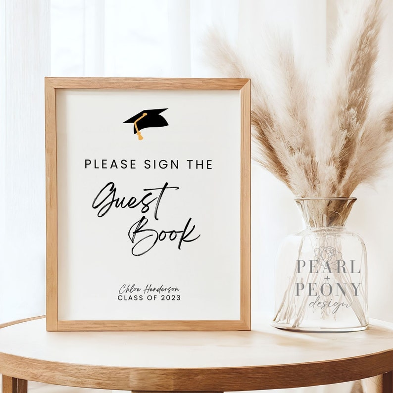 Graduation Party Guest Book Table Sign Template | Printable Graduation ...