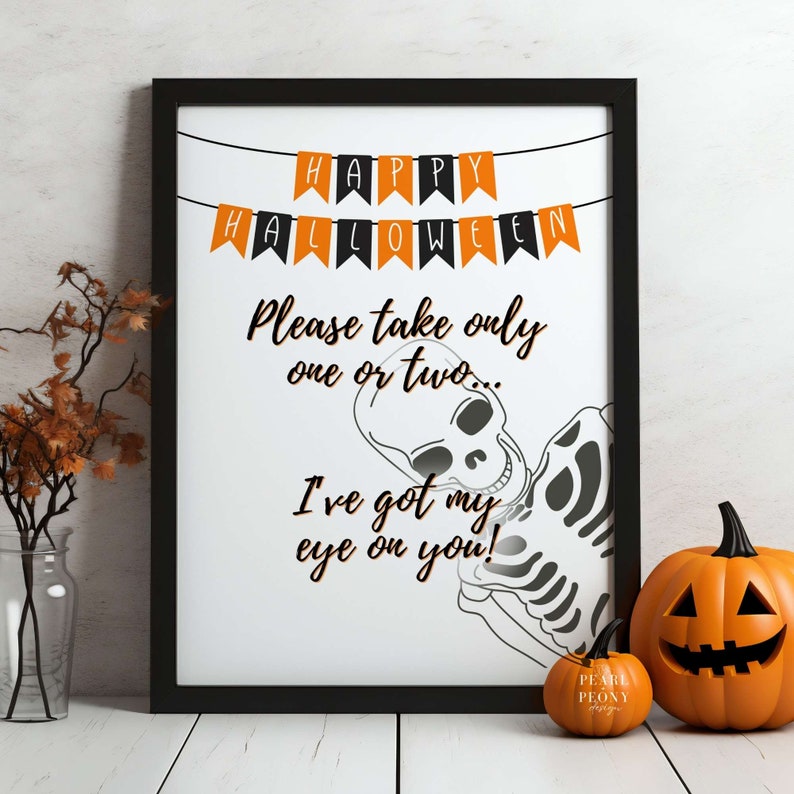 PRINTABLE Halloween Candy Bowl Sign, Please Take One Sign, Trick or ...