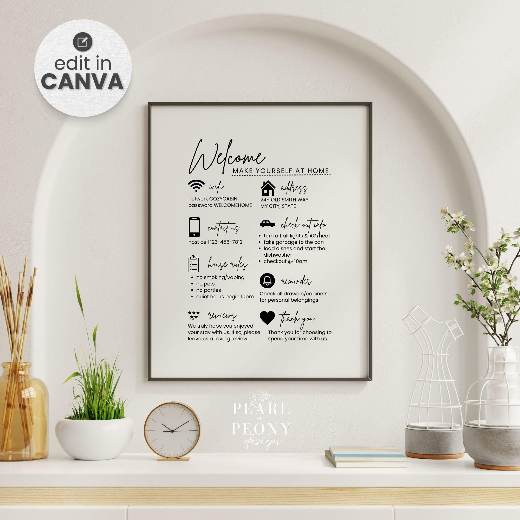 AIRBNB Welcome Sign Template | VRBO Welcome Sign | Vacation Rental ...
