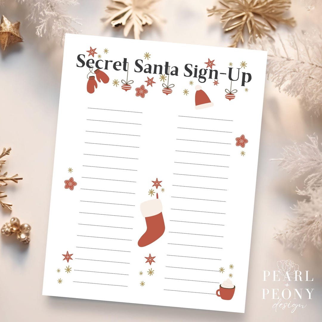 PRINTABLE Secret Santa Sign up Form for Co-workers, Office Holiday Gift ...