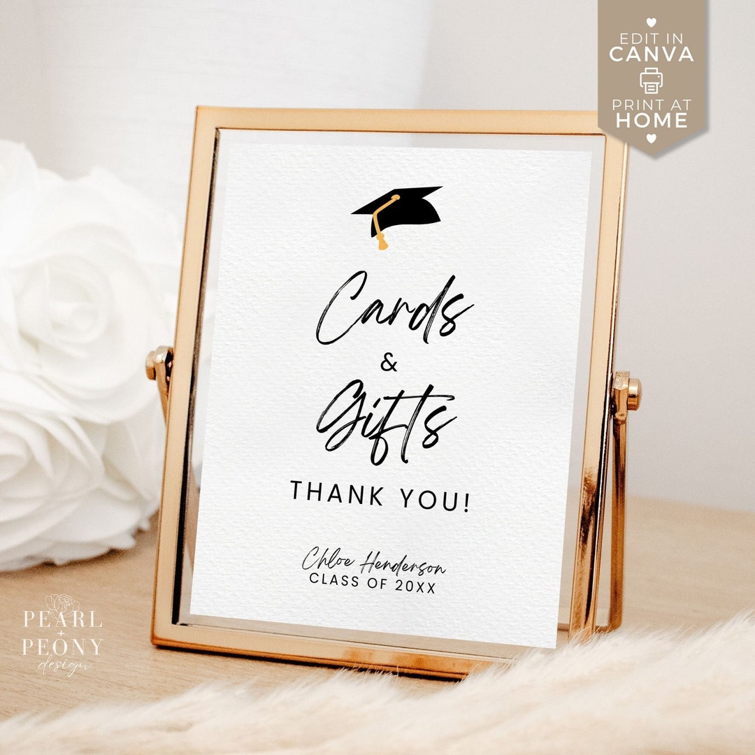 Graduation Party Cards & Gifts Table Sign Template | Printable ...