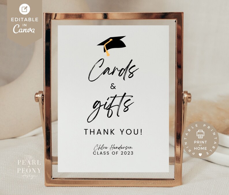 Graduation Party Cards & Gifts Table Sign Template Printable - Etsy