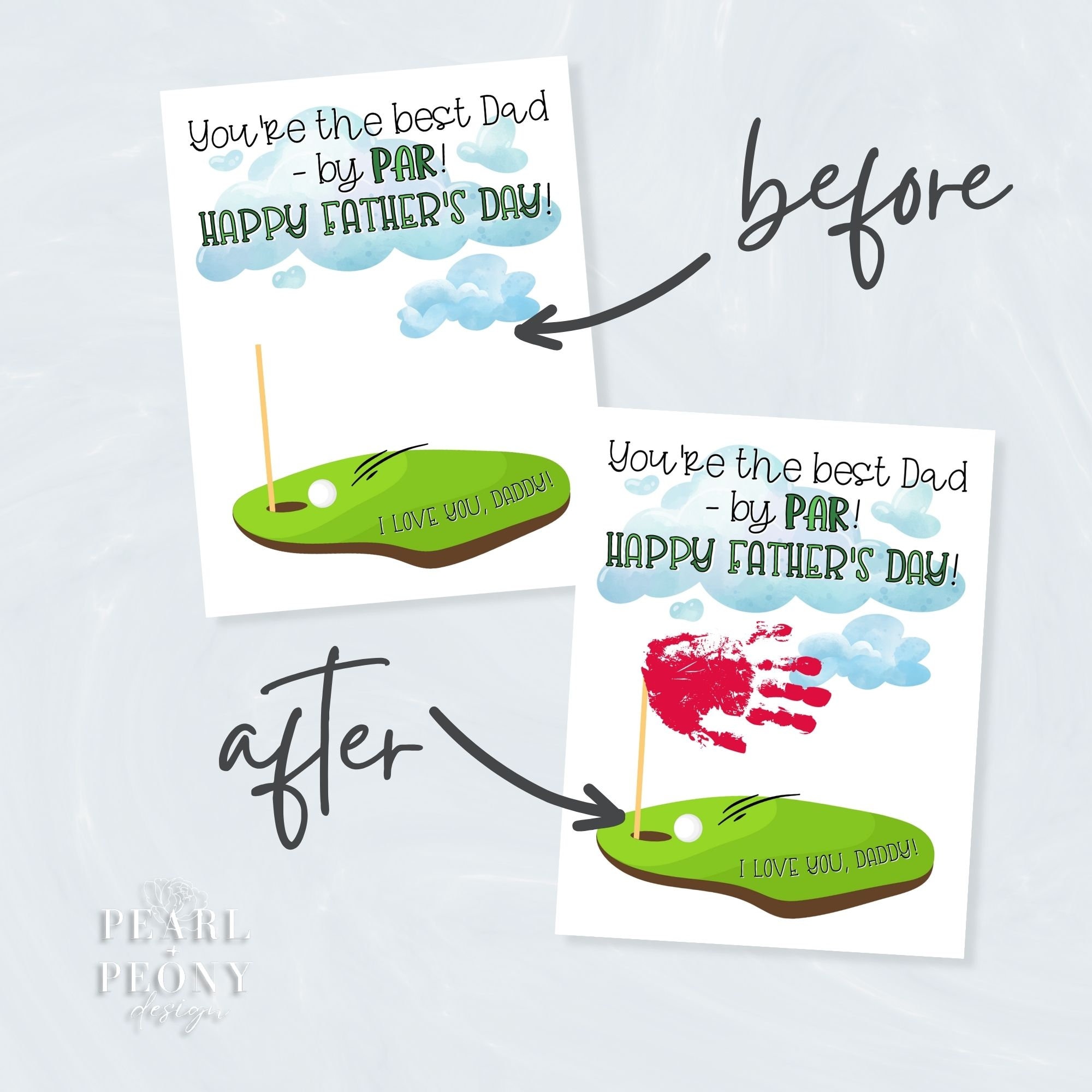 PRINTABLE Happy Fathers Day Golf Handprint Art Craft, Gift From Kids ...