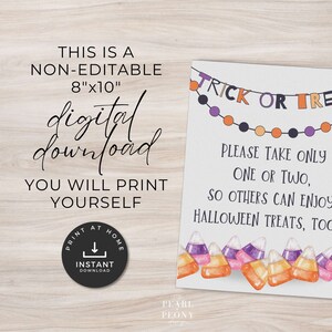 PRINTABLE Halloween Candy Bowl Sign, Please Take One Sign, Trick or ...