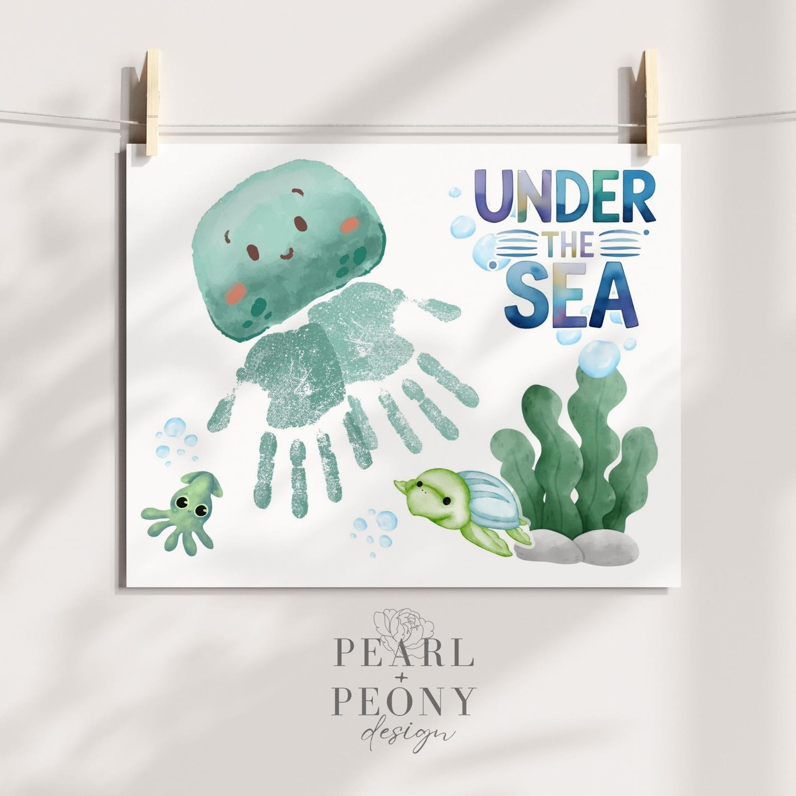 PRINTABLE Under the Sea Handprint Art Craft for Kids, Sea Life, Toddler ...