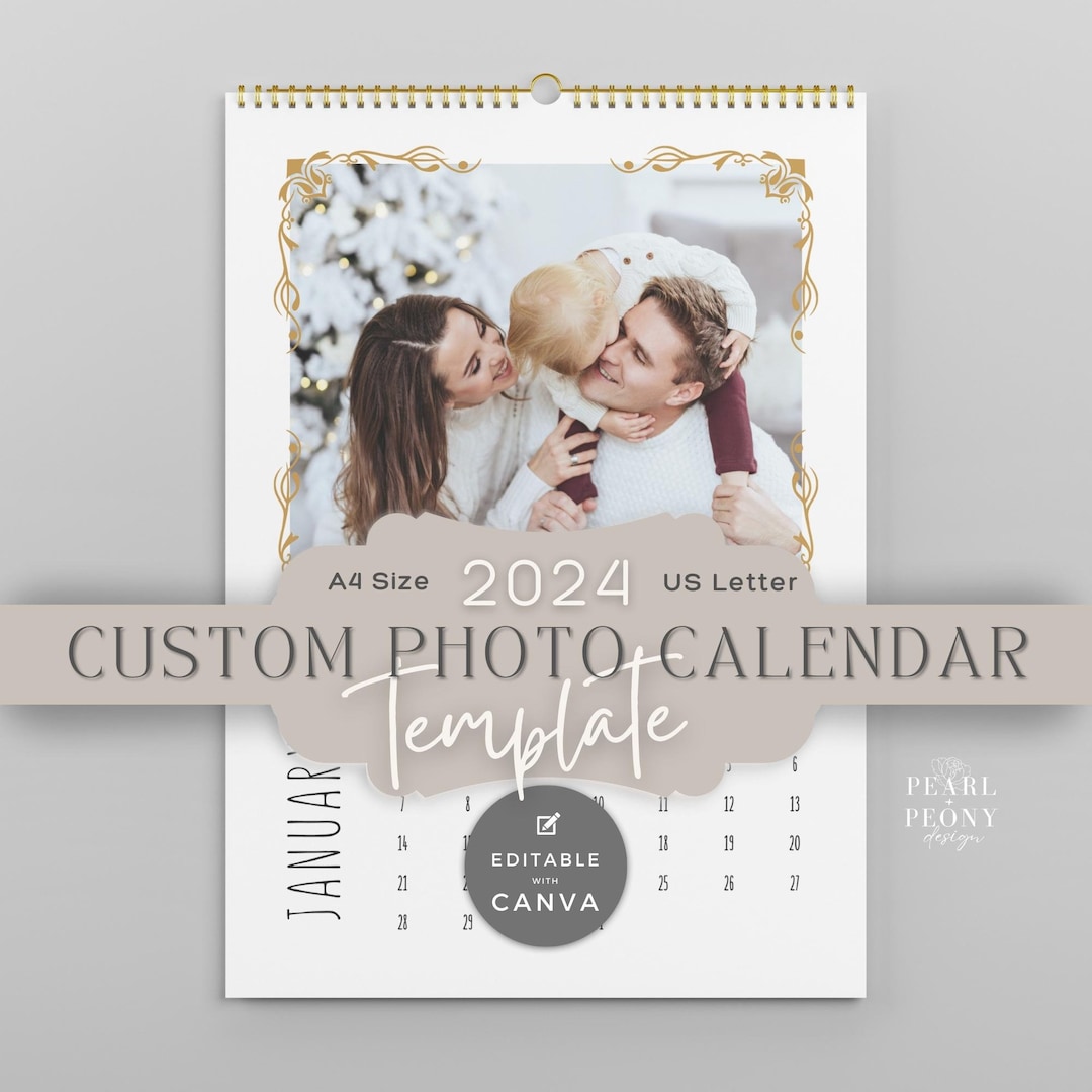 2024 Personalized Photo Calendar Art Deco Template, Custom Monthly ...