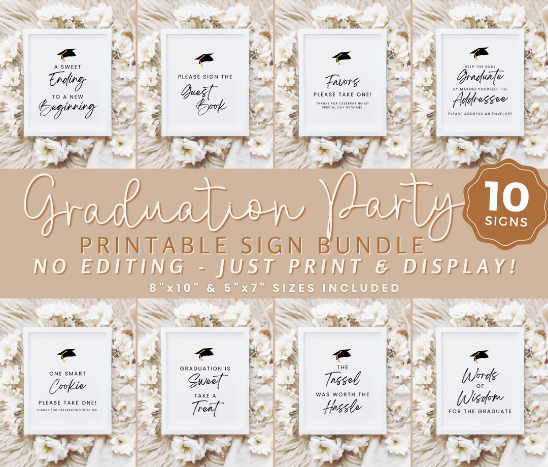 PRINTABLE Graduation Party Signs Bundle, NON-EDITABLE Print and Frame ...