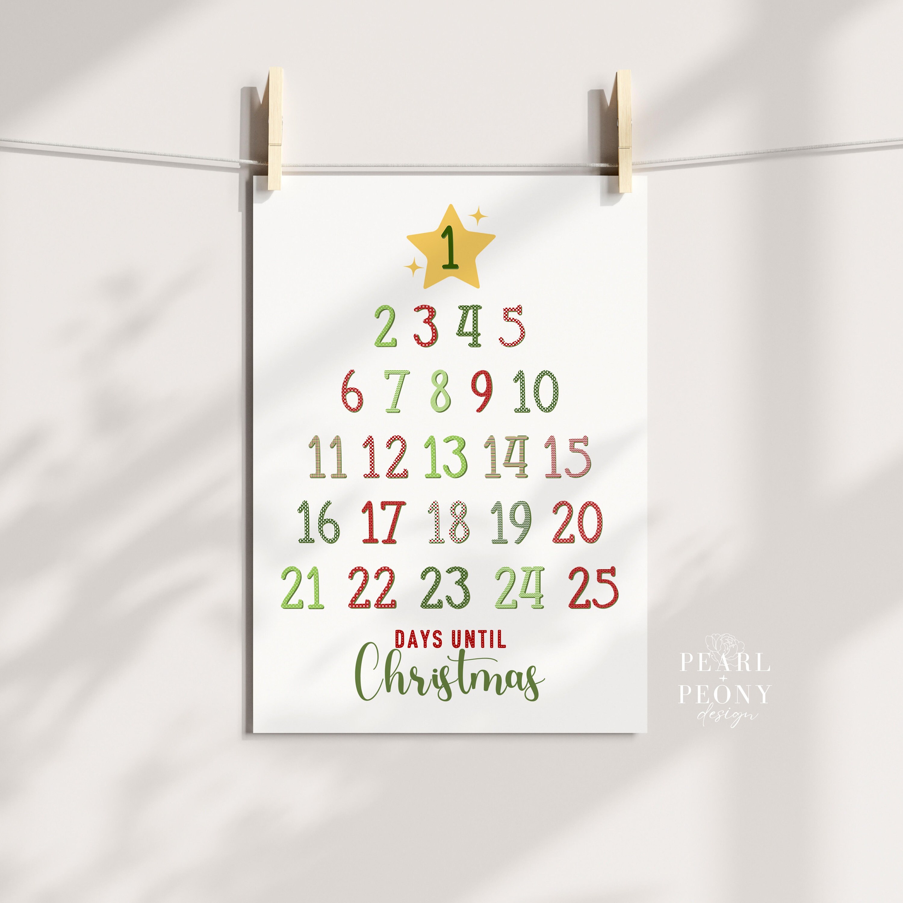 PRINTABLE Christmas Countdown Calendar, Trendy Days Until Christmas ...