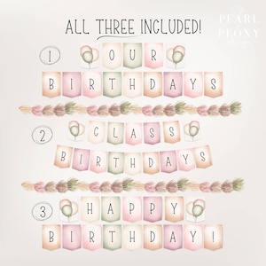 PRINTABLE Classroom Birthday Bulletin Board Display, Watercolor Boho ...