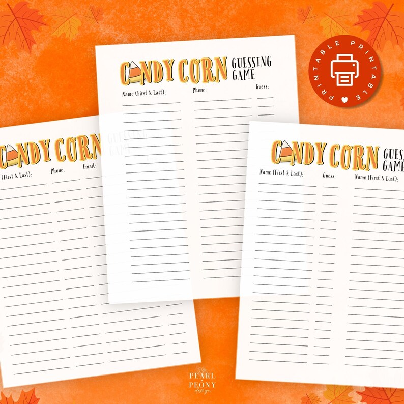 PRINTABLE Candy Corn Guessing Game, Thanksgiving Birthday Party Game ...