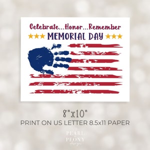 PRINTABLE Memorial Day Handprint Art Craft for Kids, Memorial Day ...