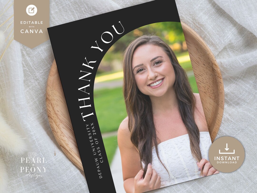 Graduation Photo Card Thank You Note Template, Minimalist Graduation ...