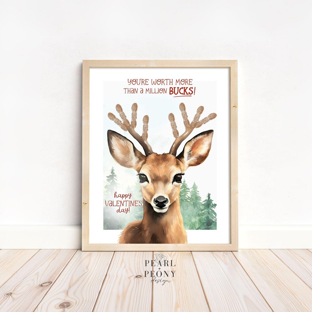 PRINTABLE Deer Hunting Valentines Day Handprint Craft, DIY Keepsake Art ...