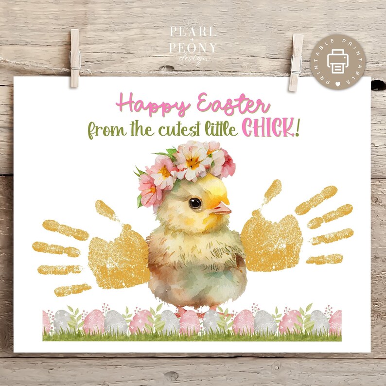 PRINTABLE Easter Handprint Art Craft for Kids, Chick Keepsake Art ...