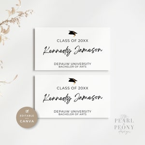 EDITABLE Graduation Name Card Insert Template, Grad Announcement Insert ...
