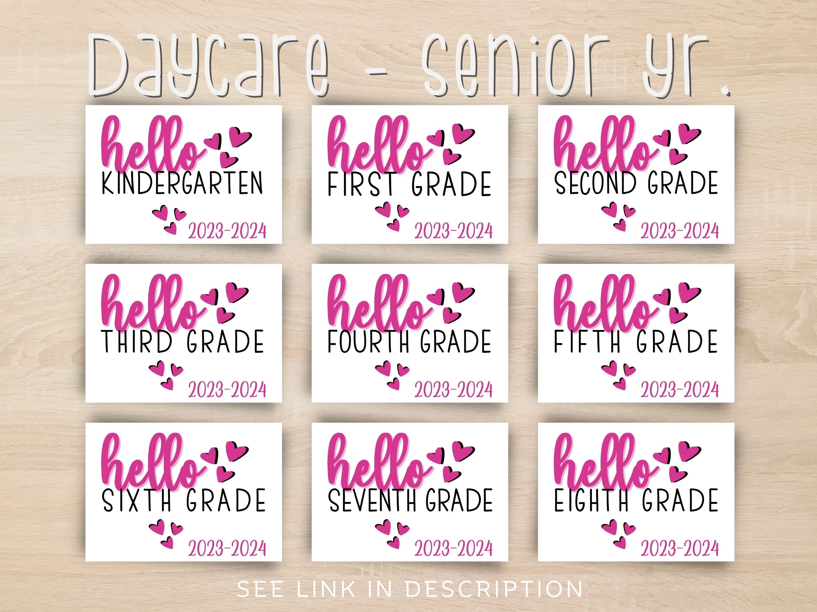 PRINTABLE Pink Preppy First Day of Second Grade Hello Second - Etsy