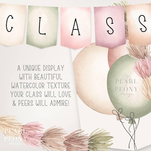 PRINTABLE Classroom Birthday Bulletin Board Display, Watercolor Boho ...