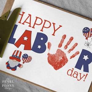 PRINTABLE Labor Day Handprint Art Craft for Kids, Patriotic Gnome ...